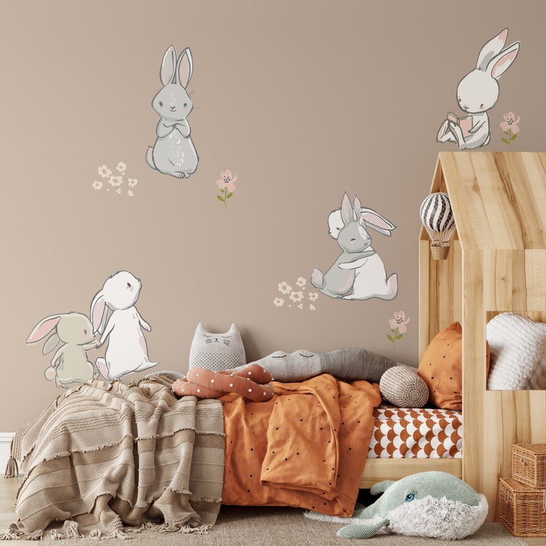 Bunnies Wall Sticker Set Rabbit Wall Decal Bunny Sticker - Etsy
