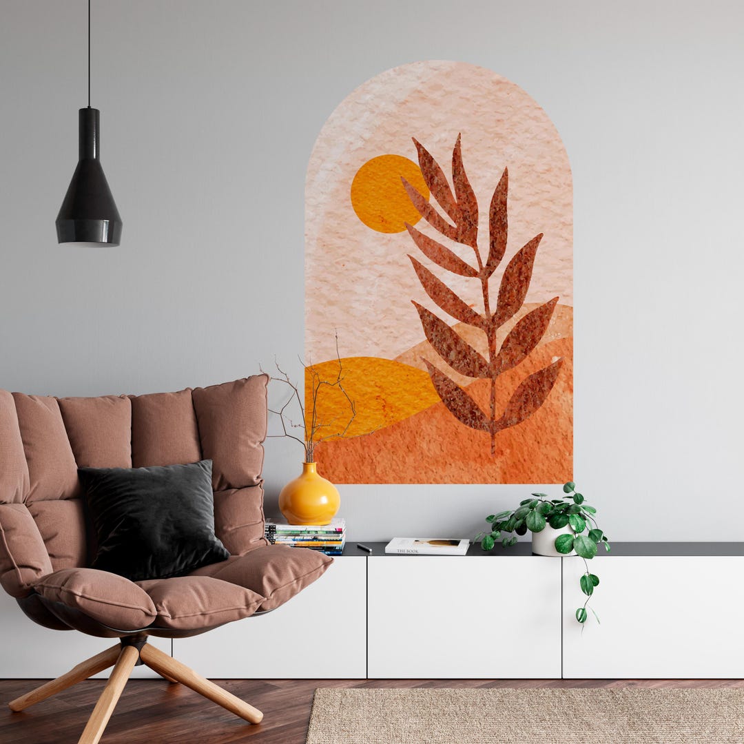Boho Tropical Arch Wall Decal – Modern Geometric Moon Wall Decor for Stylish Interiors - Etsy