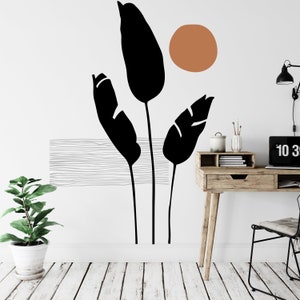 Boho Leaves Wall Decal, Tropical Leaf, Large Wall Decal, Modern Wall ...