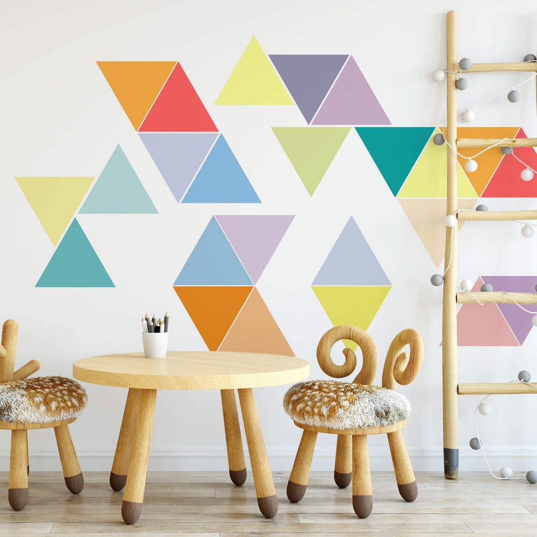 Geometric Wall Decals for Kids Room Decor, Triangle Removable Stickers ...