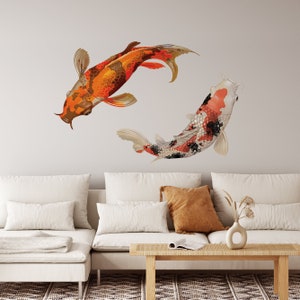 Koi Fish Wall Decals, Japanese Style, Peel and Stick - Etsy