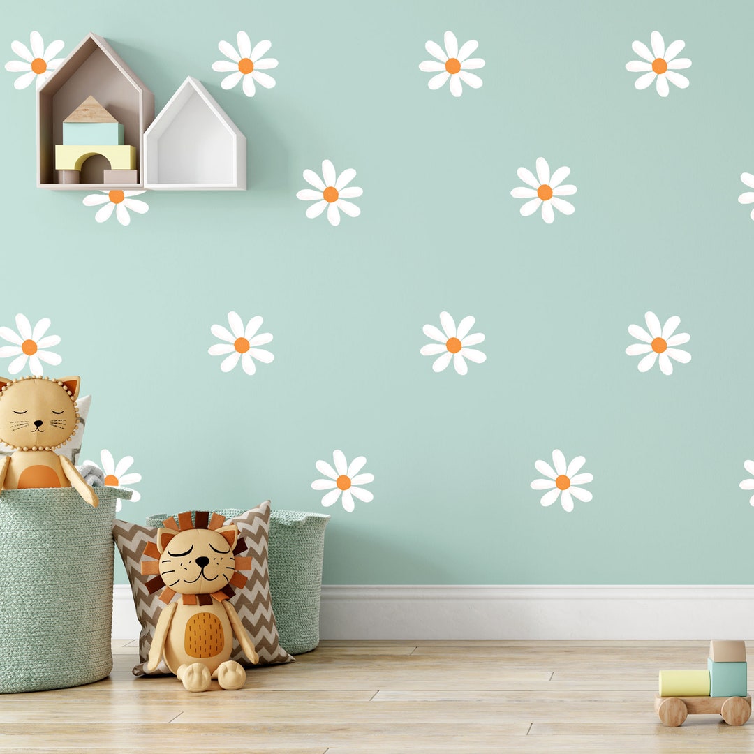 Daisy Flower Baby Girl Nursery Wall Decal, Flower Wall Decal, Girl ...