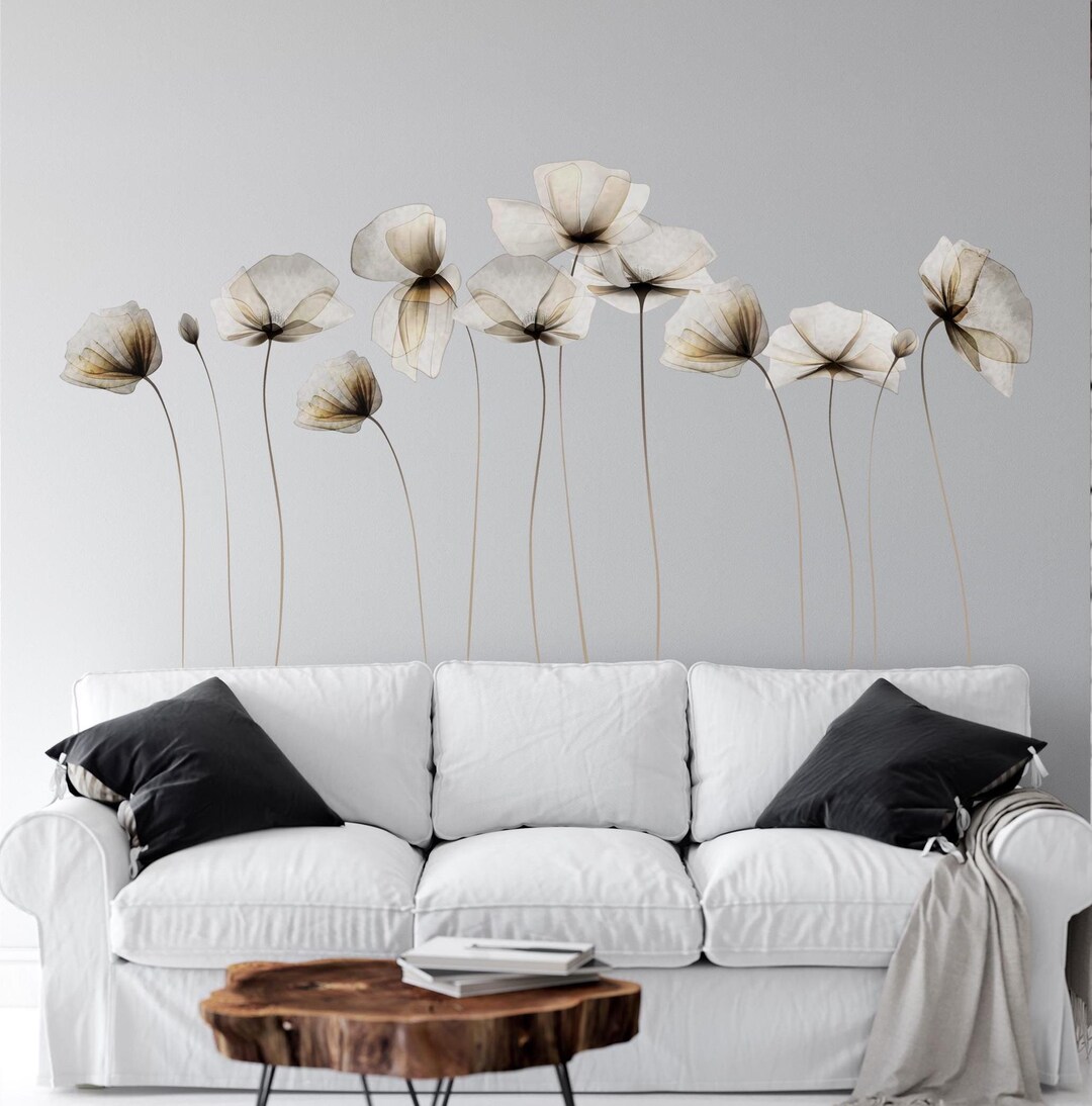 Flower Wall Decals - Poppy Decals, Nursery Decor, Large Wall Stickers ...