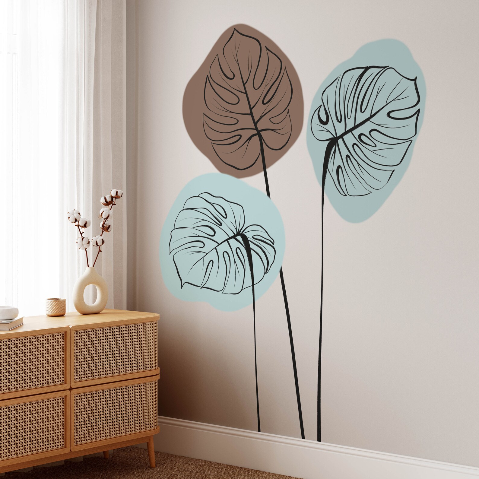 Monstera Wall Decal Monstera Leaf Decal Floral Decal Flower Etsy