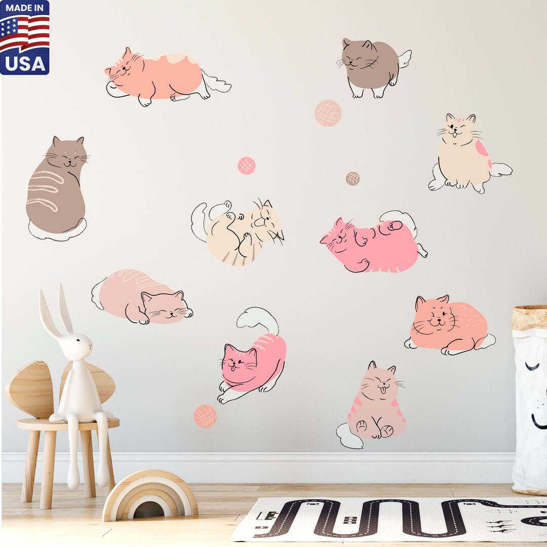 Cat Wall Decals – Boho Nursery Decor, Peel and Stick Stickers - Etsy