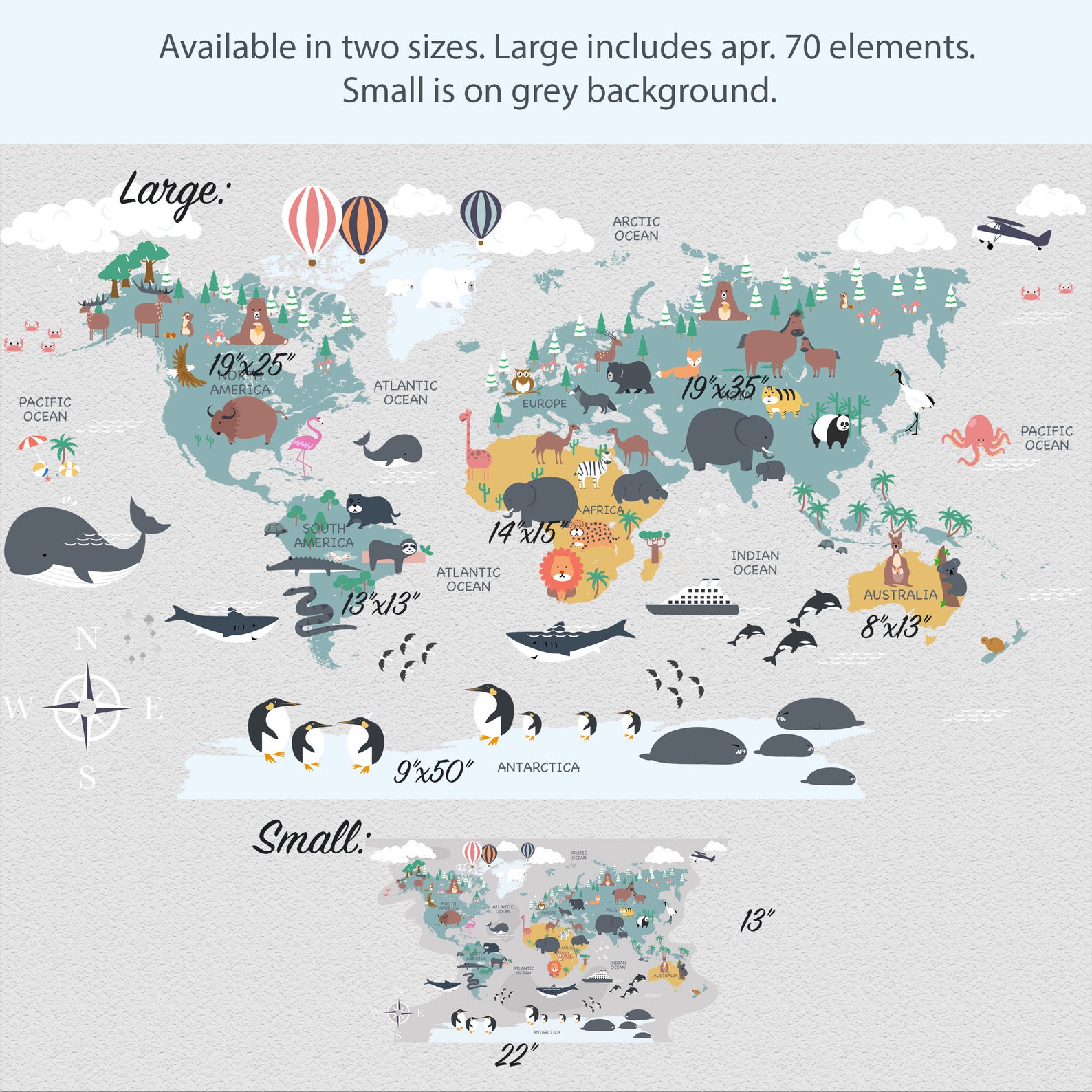 Map Wall Decal World Wall Sticker World Wallpaper Large | Etsy