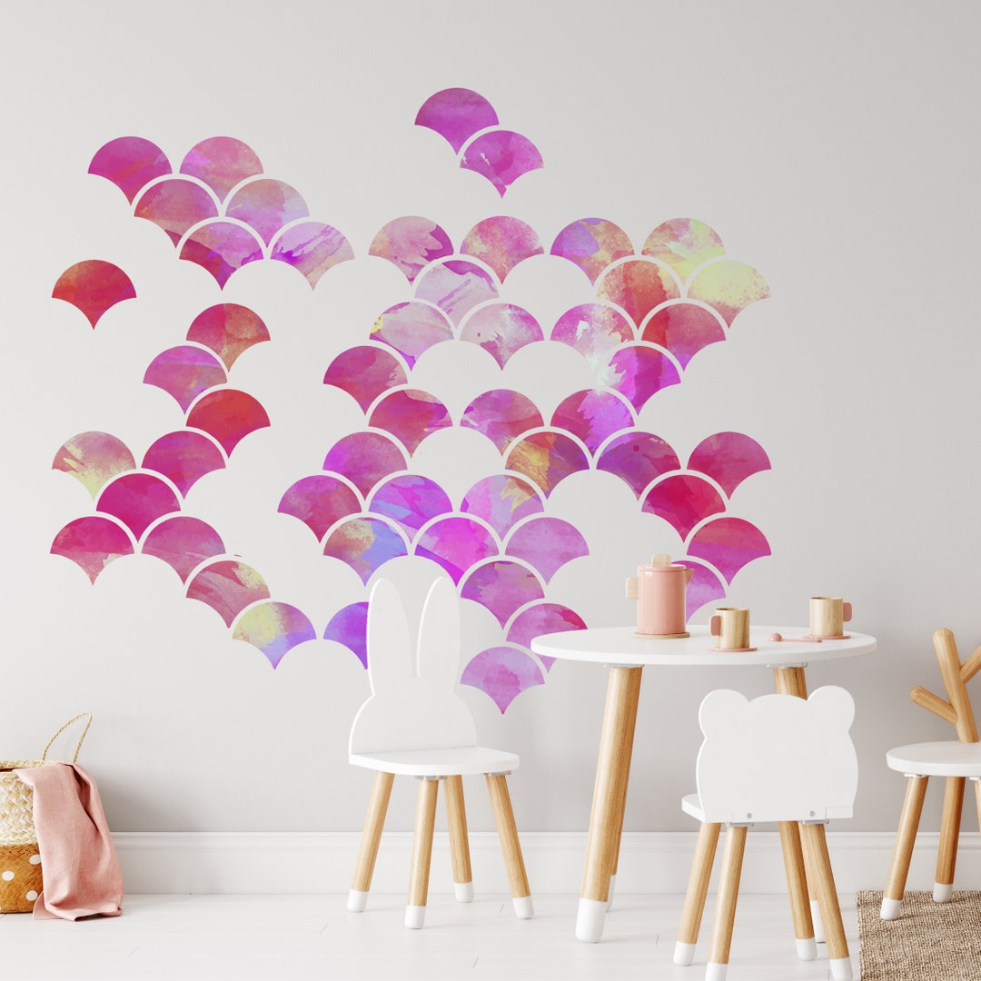 Watercolor Mermaid Scales Wall Decal, Mermaid Decal, Mermaid Stickers ...