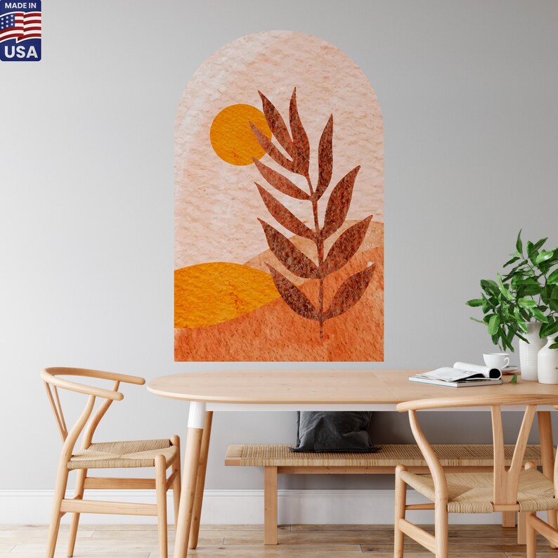 Boho Tropical Arch Wall Decal – Modern Geometric Moon Wall Decor for Stylish Interiors - Etsy