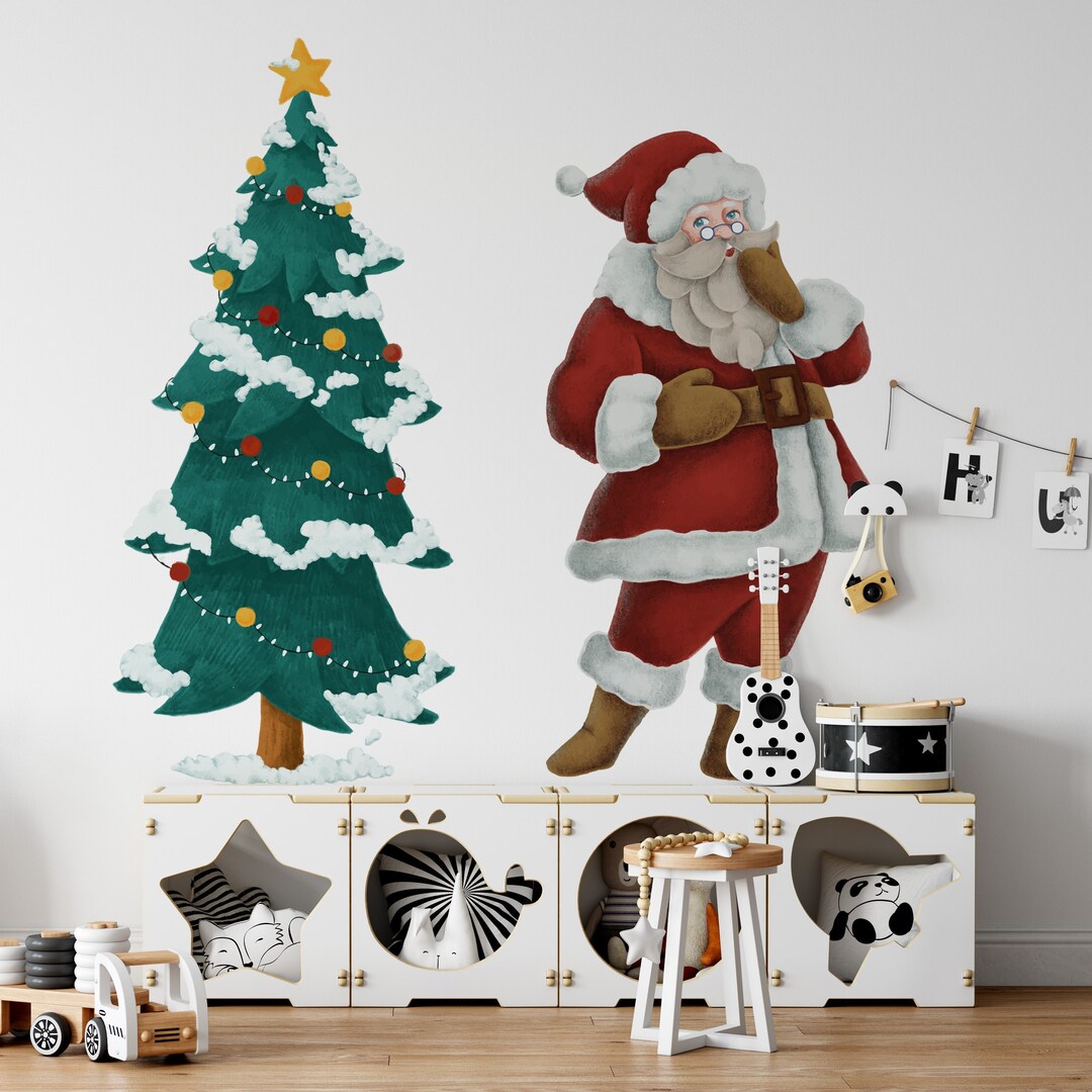 Santa Claus Decal, Christmas Tree Decal, Santa Decal, Santa Sticker ...
