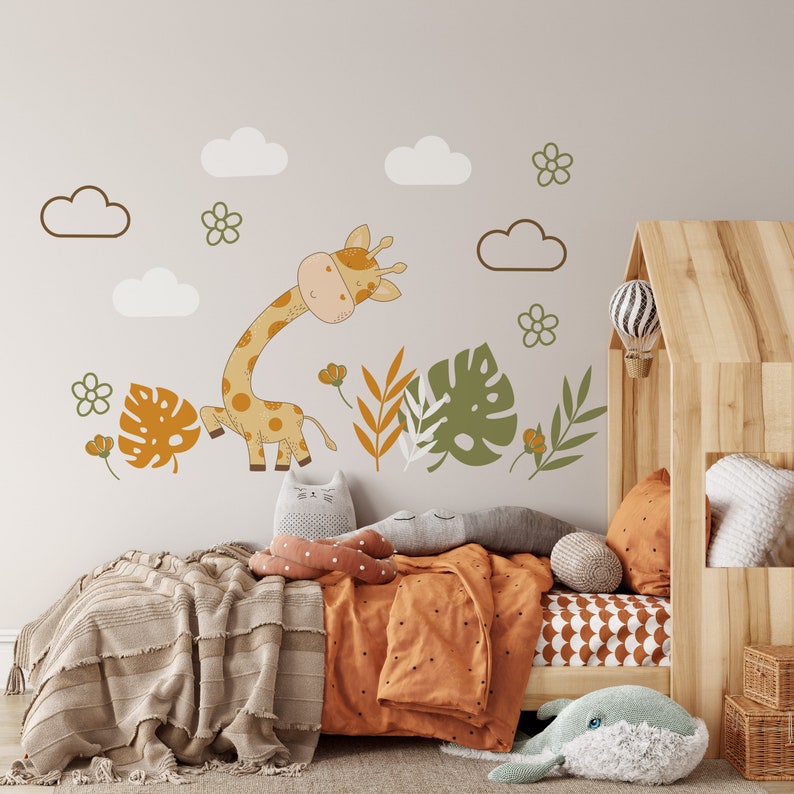 Giraffe Wall Decal Cute Animal Decal Giraffe Wall Sticker - Etsy