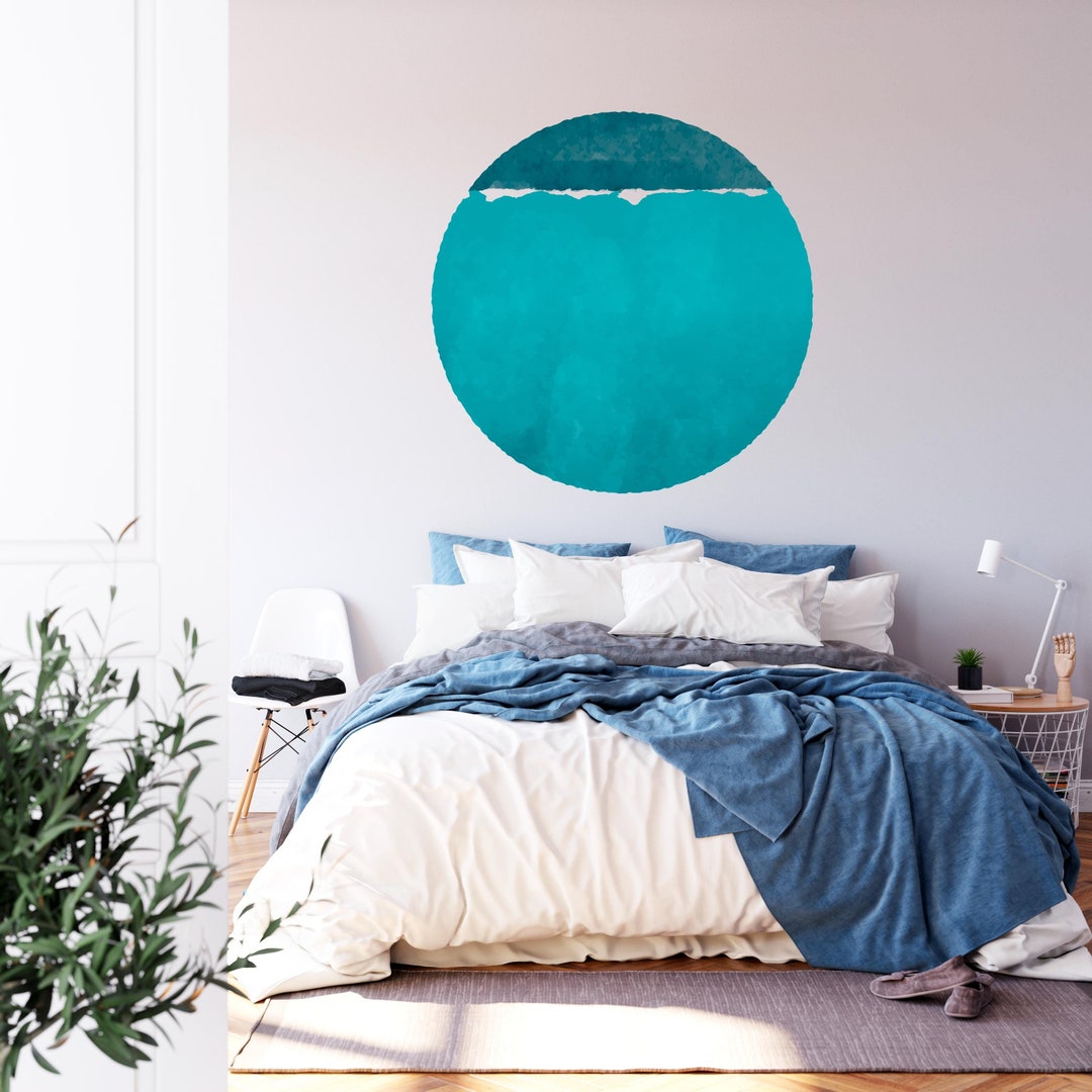 Large Blue Circle Wall Decal - Boho Home Decor, Peel and Stick Art - Etsy