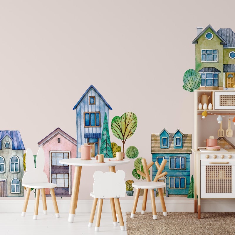 Village Wall Decal - Etsy