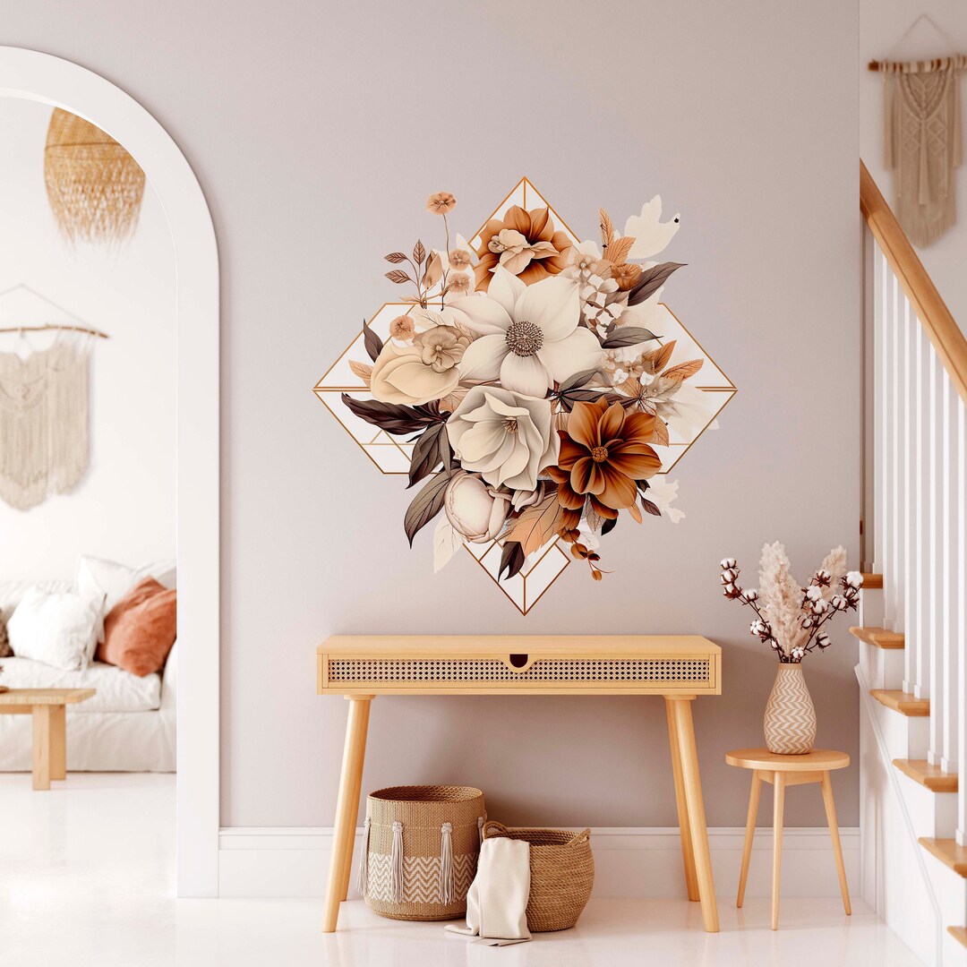 Floral Wall Art, Vintage Wall Art, Wall Stickers, Flower Stickers, Wall ...