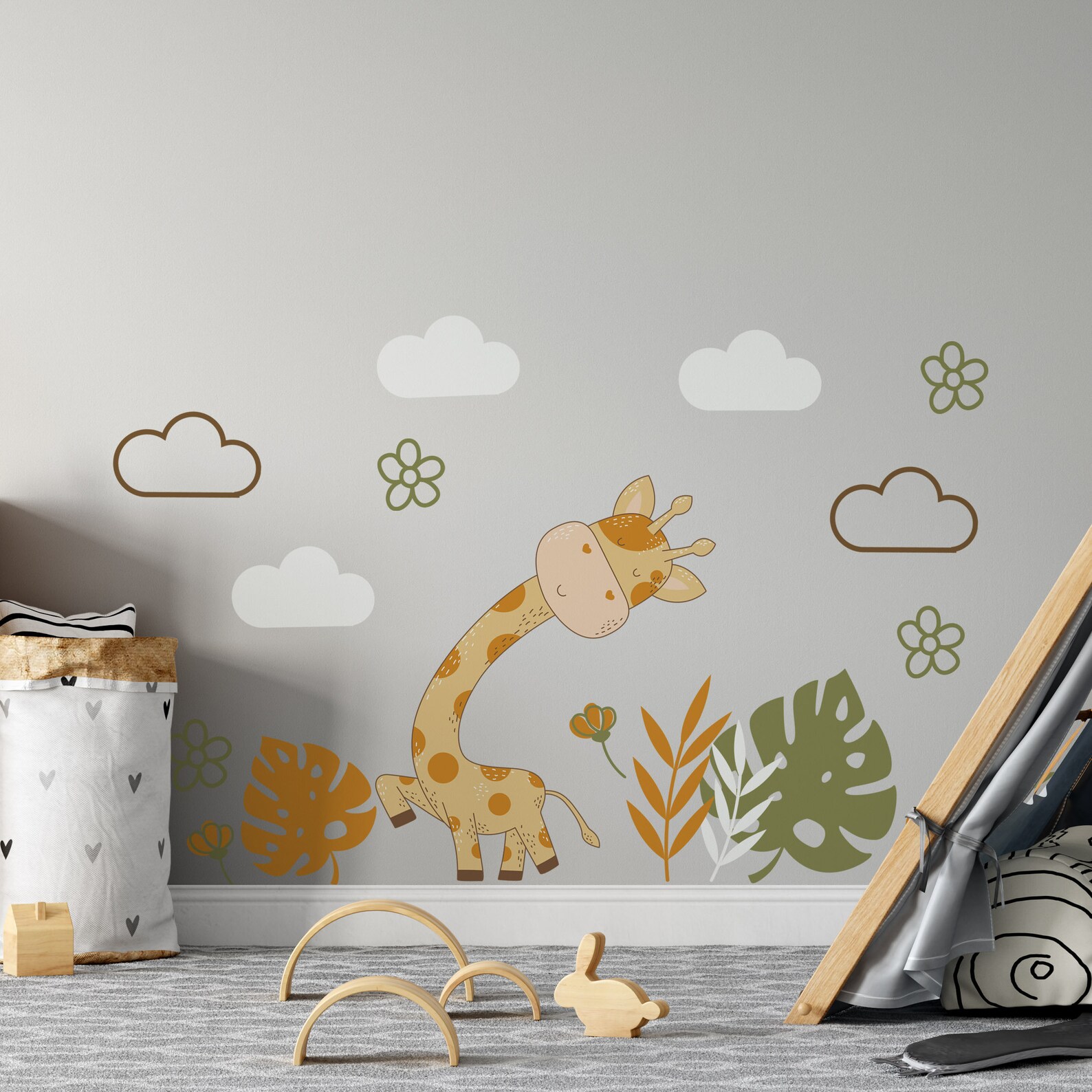Giraffe Wall Decal Cute Animal Decal Giraffe Wall Sticker - Etsy