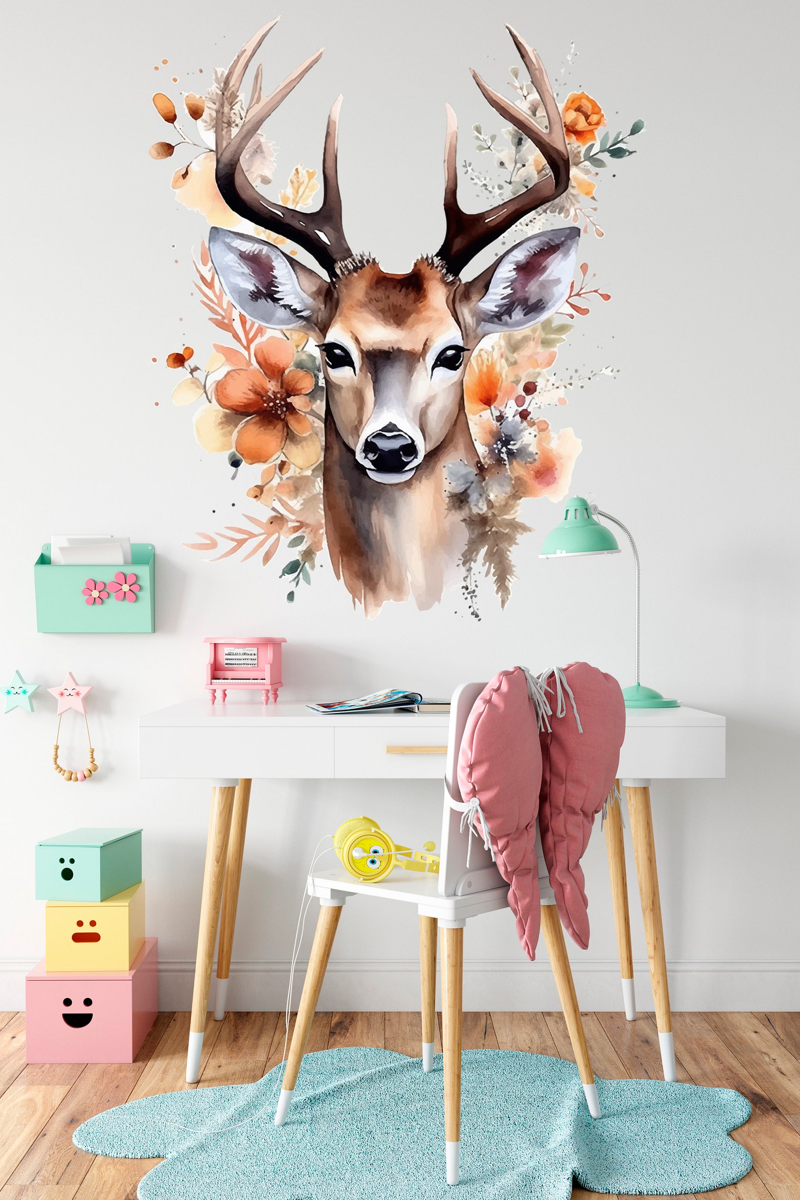 Gender Neutral Decal, Deer Stickers, Baby Girl Room Decal, Boho Wall ...