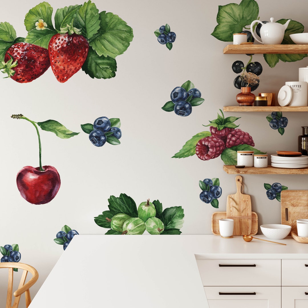 Wall Decals, Berry Decals, Watercolor Decals, Berry Vinyl Decals ...