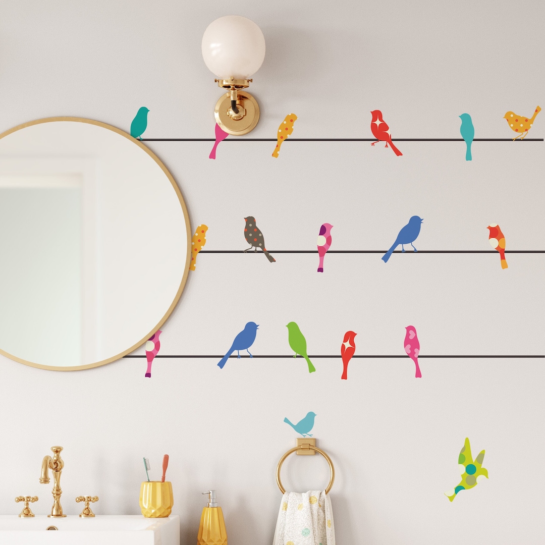 Birds on Wire Wall Decal Set, Birds on Wire Kit, Bird Wall Decal ...