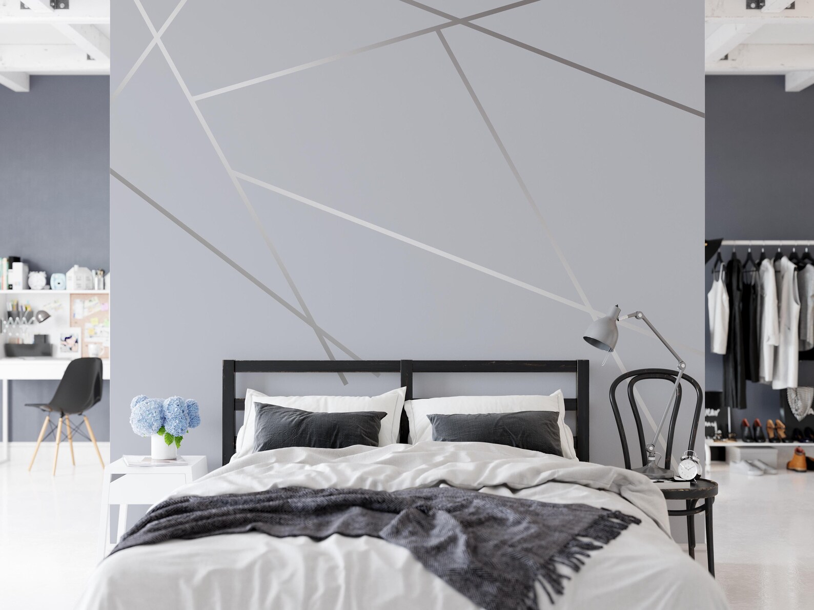 Silver Geometric Line Wall Decals - Peel and Stick, Indie Room Decor - Etsy