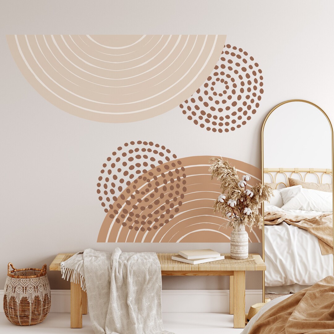 Boho Geometric Circle Wall Decal, Modern Peel and Stick Decor - Etsy