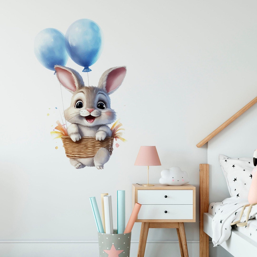 Watercolor Nursery, Watercolor Decals, Rabbit Nursery Art, Bunny Decal ...
