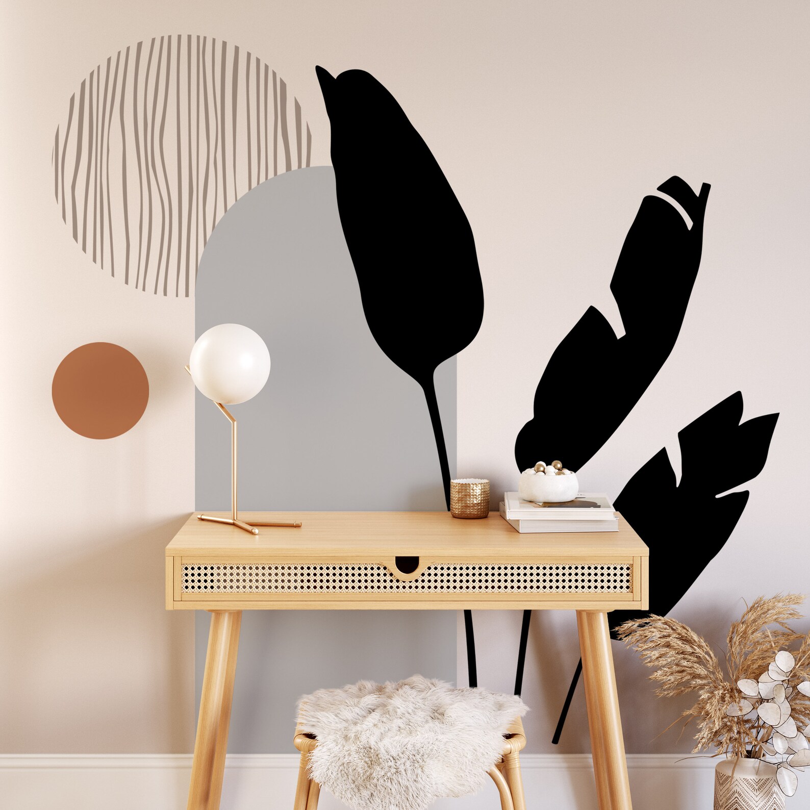 Boho Floral Wall Decal, Leaf Vinyl Stickers, Home Wall Art - Etsy UK