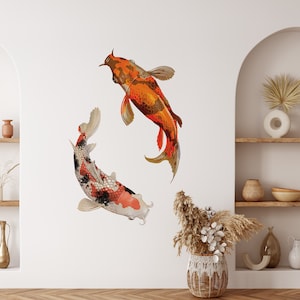 Koi Fish Wall Decals, Japanese Style, Peel and Stick - Etsy