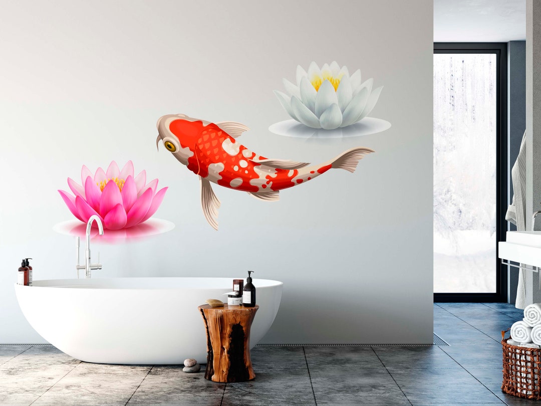 Koi Fish Decal, Fish Stencils, Goldfish Sticker, Nursery Decor ...