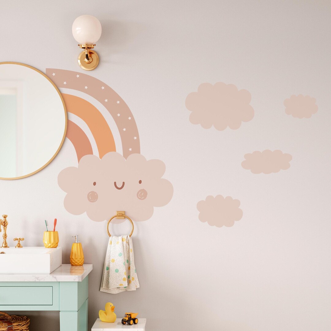 Rainbow Cloud Wall Decal – Cute Kids Playroom or Nursery Sticker ...