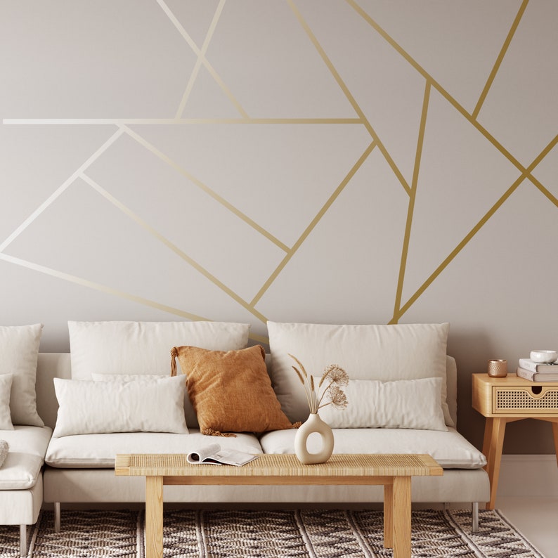 Geometric Wall Decal Geometric Line Wall Sticker Peel and - Etsy