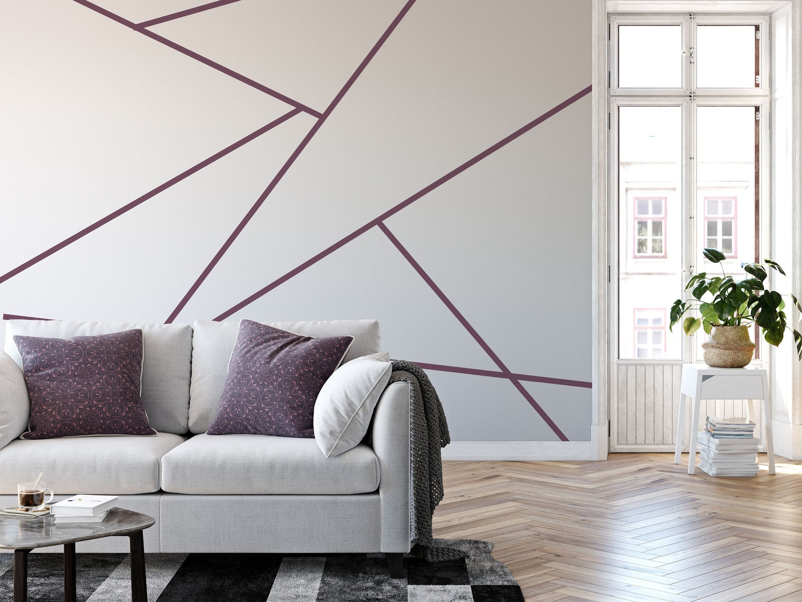 Geometric Wall Decal Geometric Line Wall Sticker Peel and - Etsy
