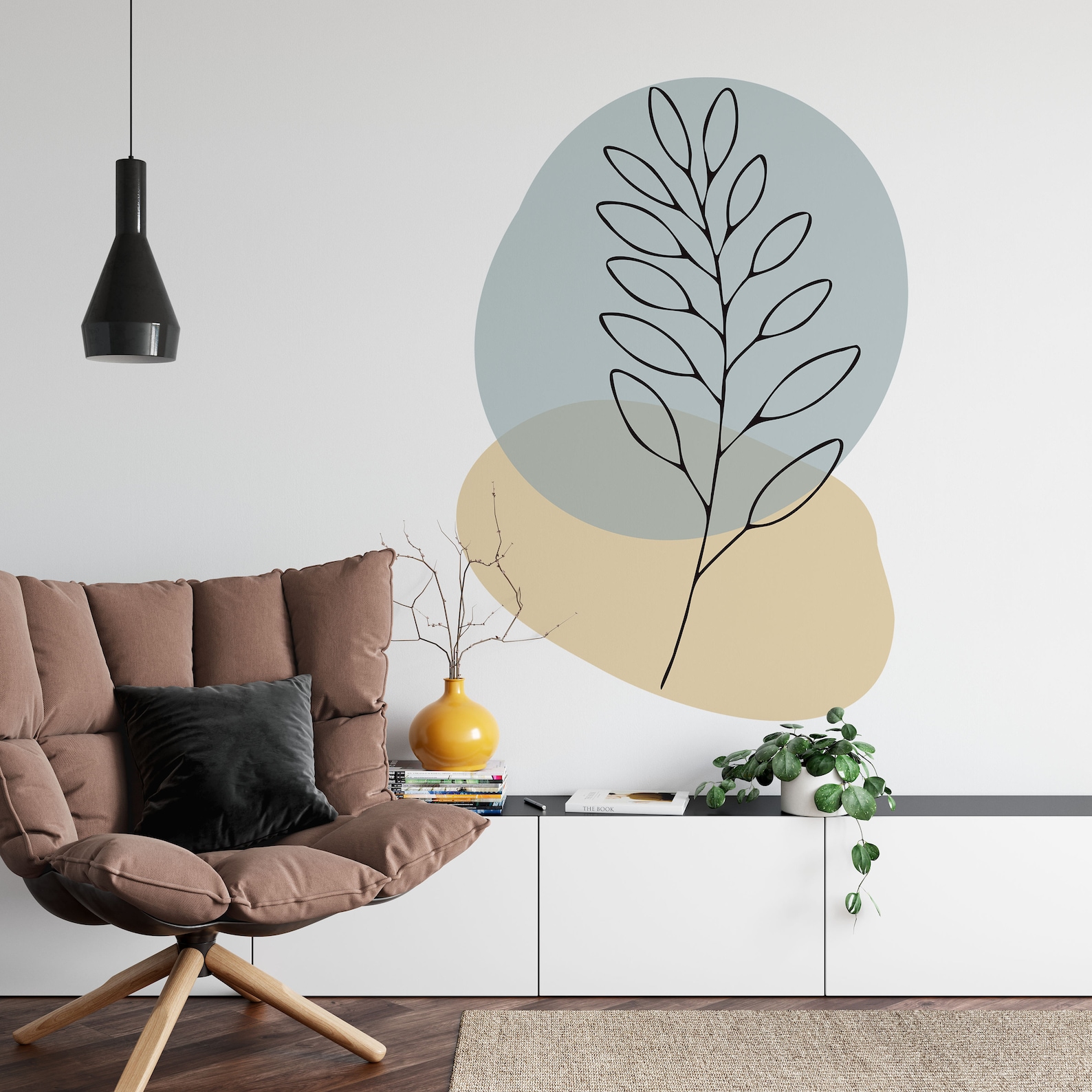 Botanical Leaf Vinyl Wall Decals, Modern Boho Decor - Etsy