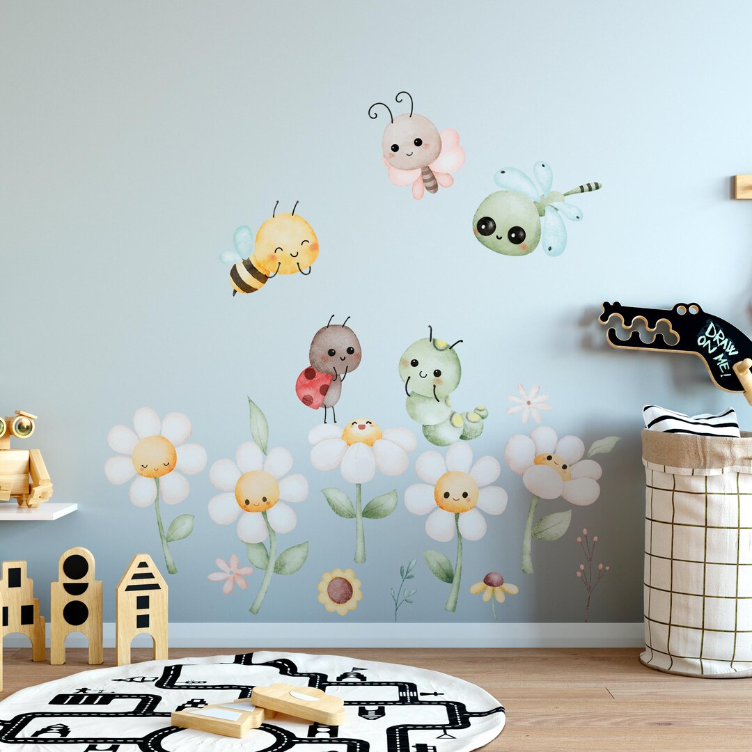 Flower Wall Decals – Boho Nursery Decor, Removable Vinyl Decal Set - Etsy