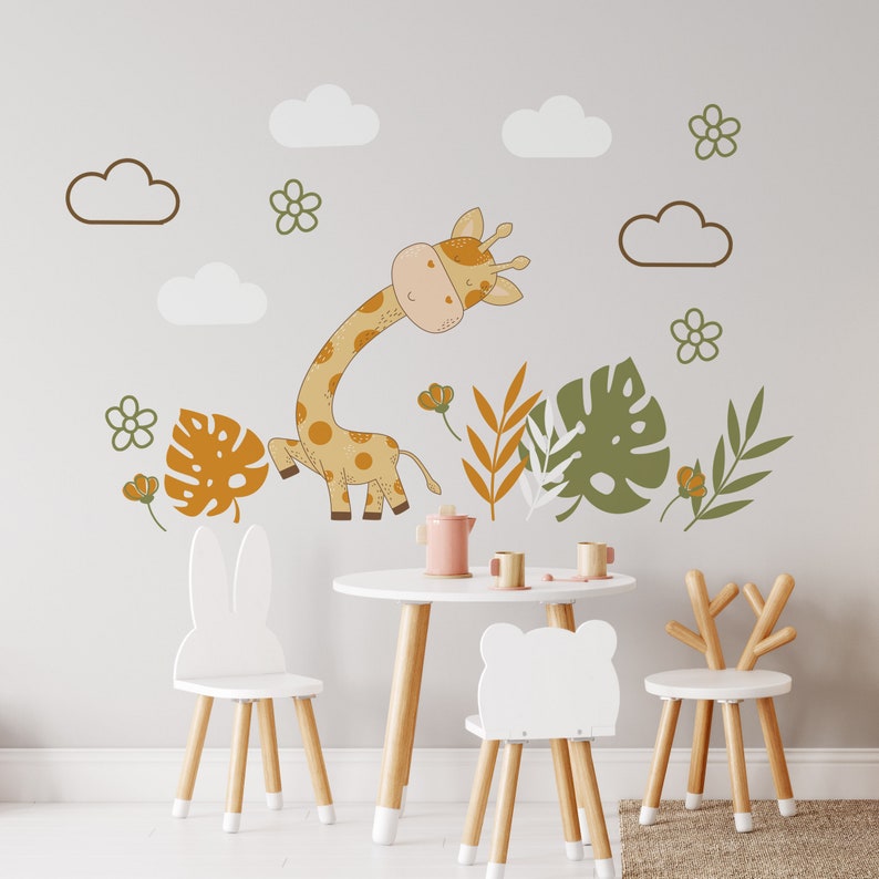 Giraffe Wall Decal Cute Animal Decal Giraffe Wall Sticker - Etsy