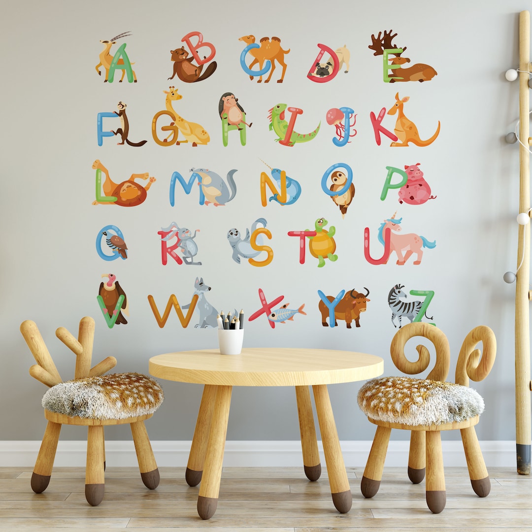Animal Alphabet Wall Decals – Watercolor Nursery Decor - Etsy
