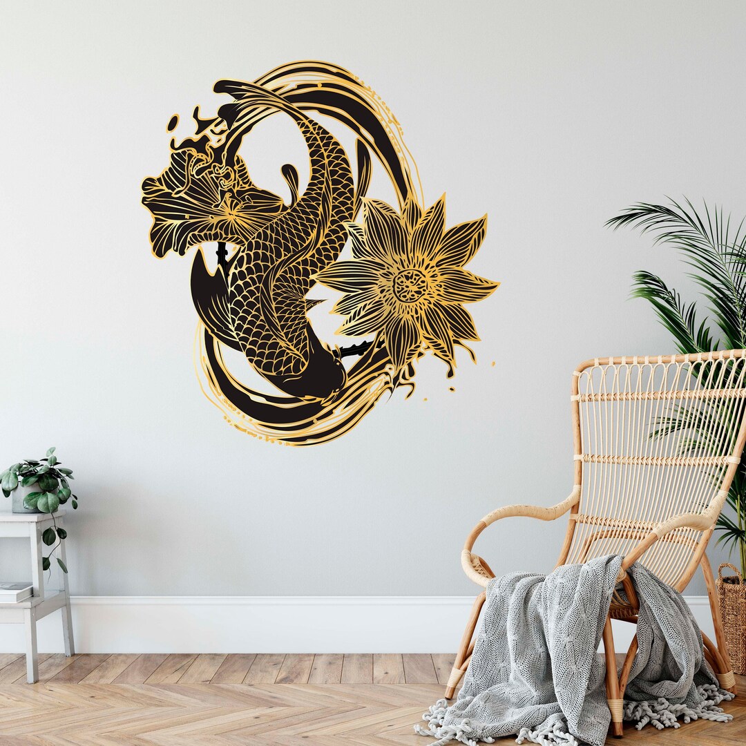 Japan Style Decal Boho Vinyl Sticker, Nursery Wall Art, Gold Office ...
