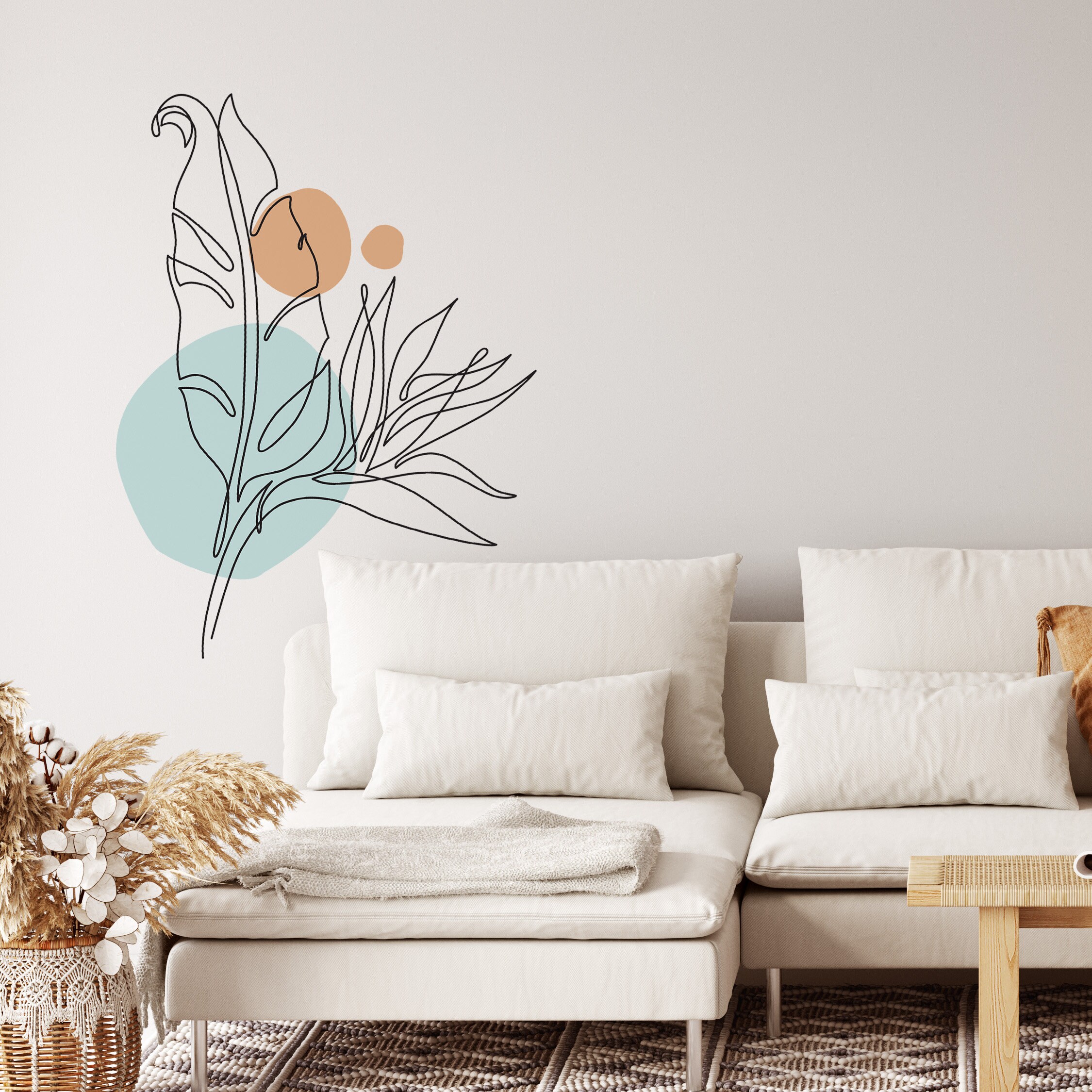 Floral Line Art Wall Decal – Boho Nursery Decor - Etsy