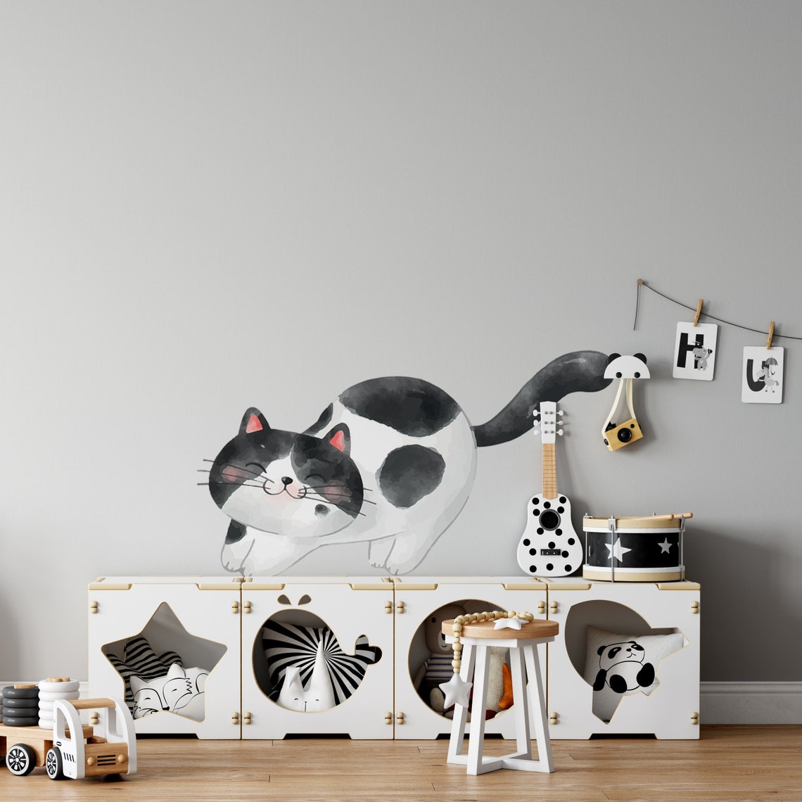 Wall Decor Cat Wall Decal Kitten Wall Sticker Kitty Wall - Etsy