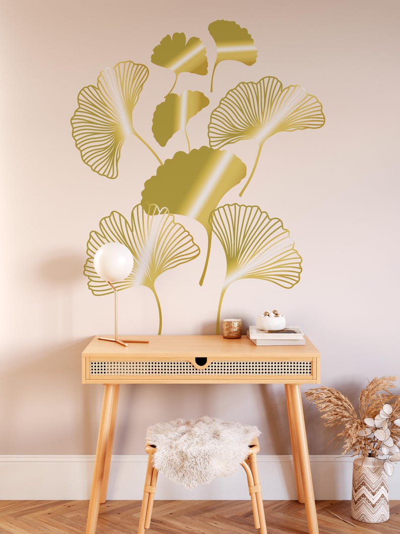 Gold Ginkgo Leaf Wall Decals – Boho Tropical Nursery Decor - Etsy