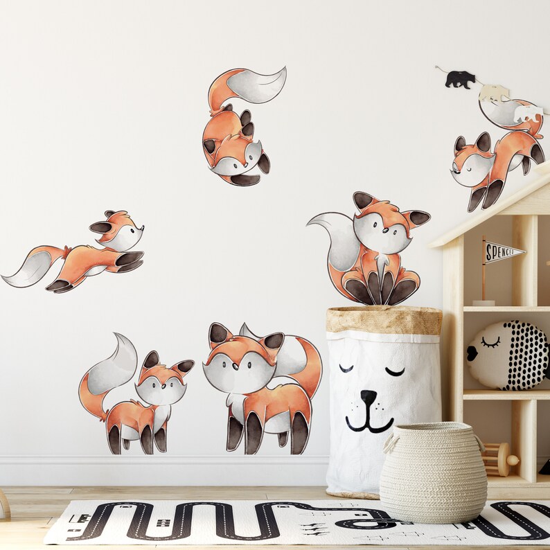 Cute Foxes Fox Wall Decor Nursery Room Decal Animal Decal - Etsy