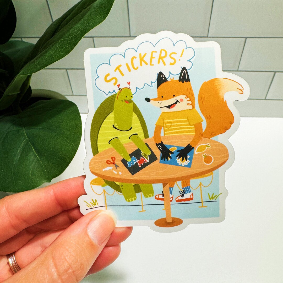 Animal Friends Sticker, Fox and Turtle Vinyl Sticker - Etsy