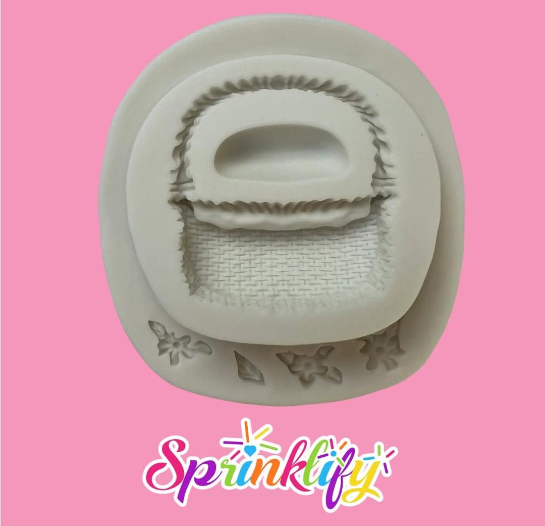 SPRINKLIFY Basket Mold, Wicker Basket With Flowers Silicone Fondant ...