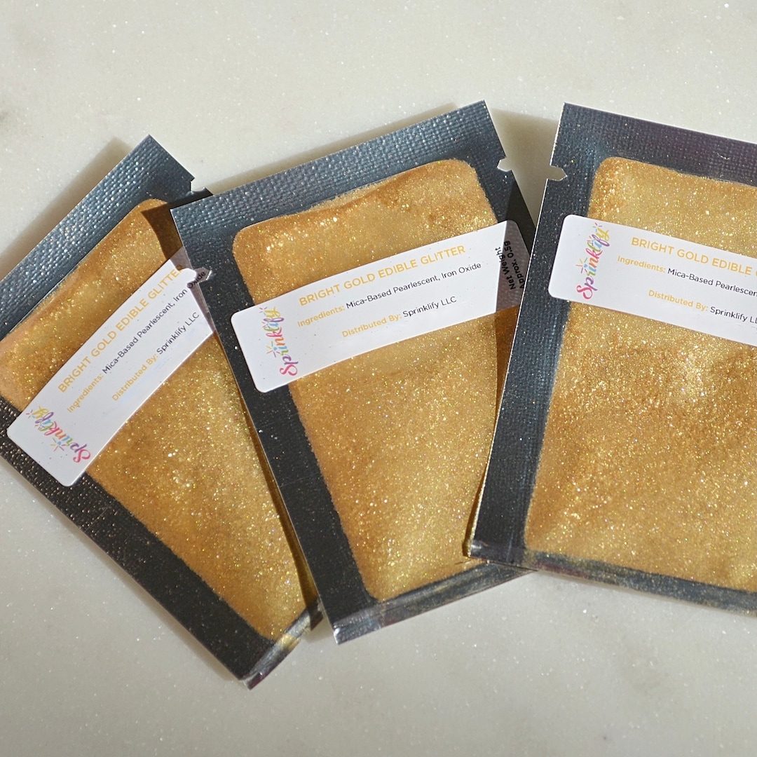 Bright Gold Edible Glitter SAMPLE PACK (0.5 Gram) for Cake Decoration ...