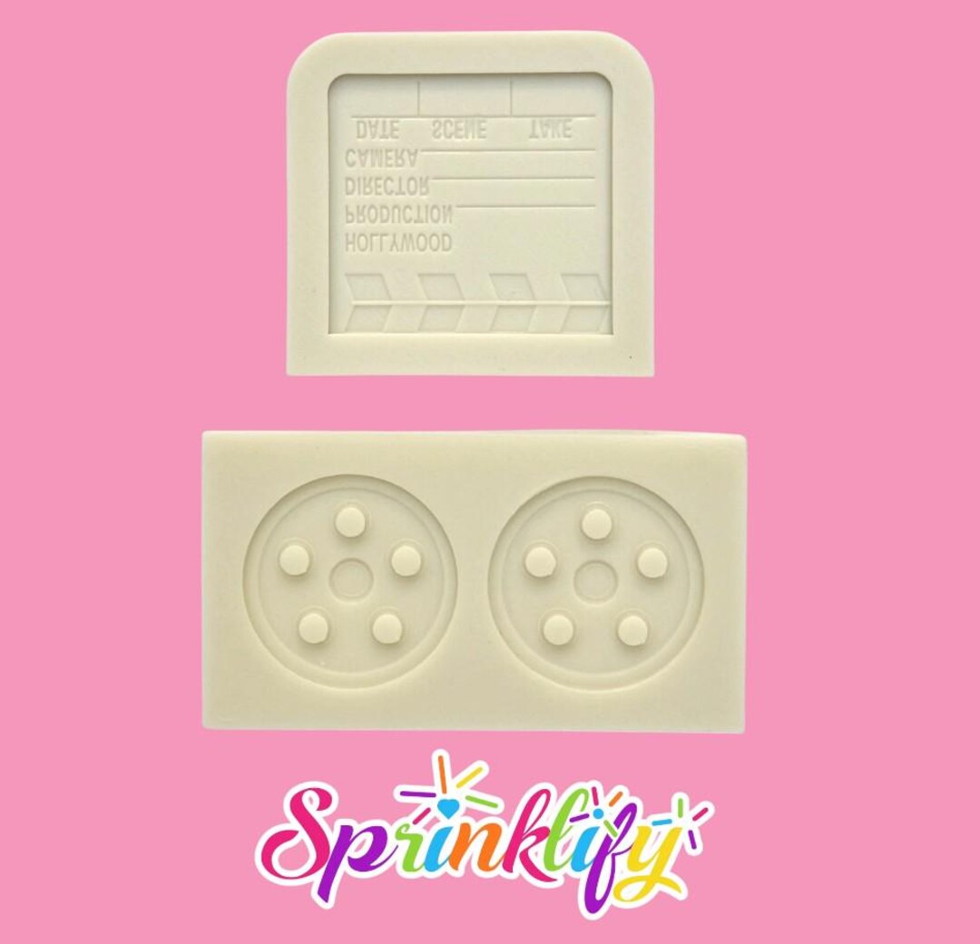 SPRINKLIFY Movie Theme Mold - Movie Reel & Clapper Silicone Fondant ...