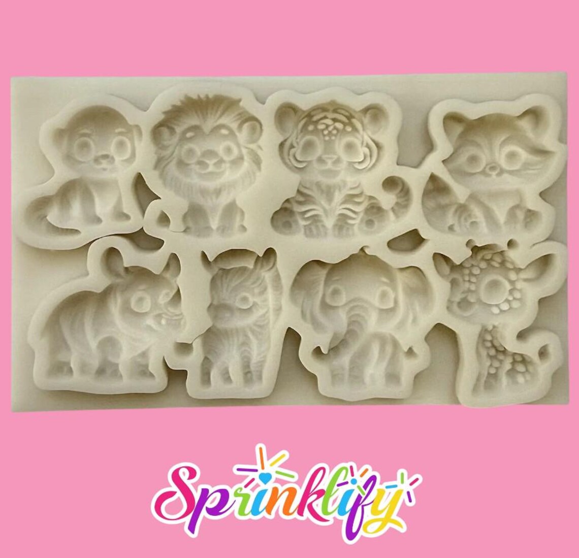 SPRINKLIFY Zoo Animals Mold - Giraffe, Lion, Elephant, Zebra Hippo ...
