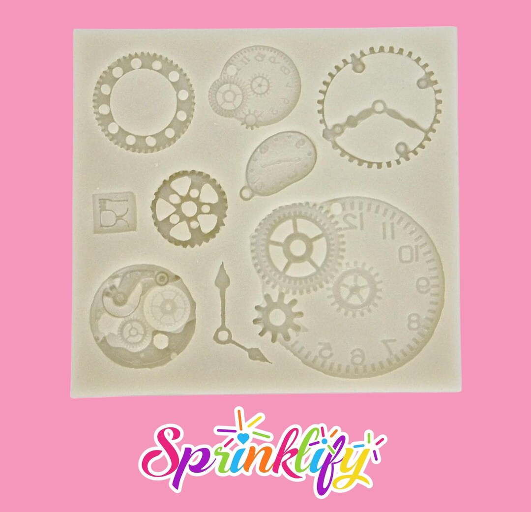 SPRINKLIFY Clock Mechanism Mold, Silicone Fondant Mold, Clock Parts ...