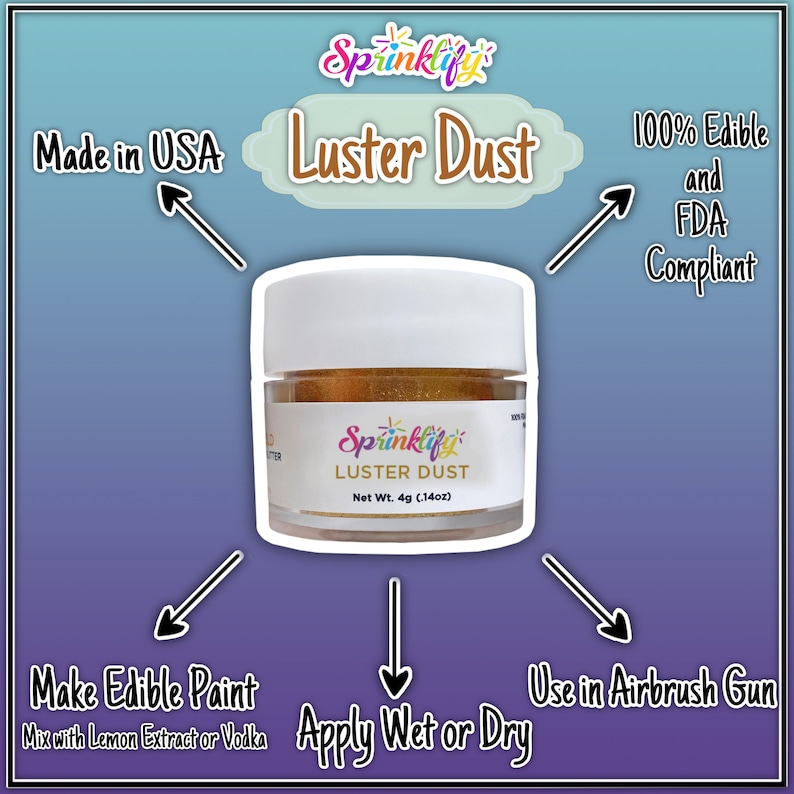 Luster Dust in 24K GOLD Edible Paint for Cake Decoration - Etsy