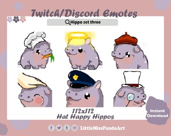 Hat, Hippo Emote Set for Twitch/discord - Etsy