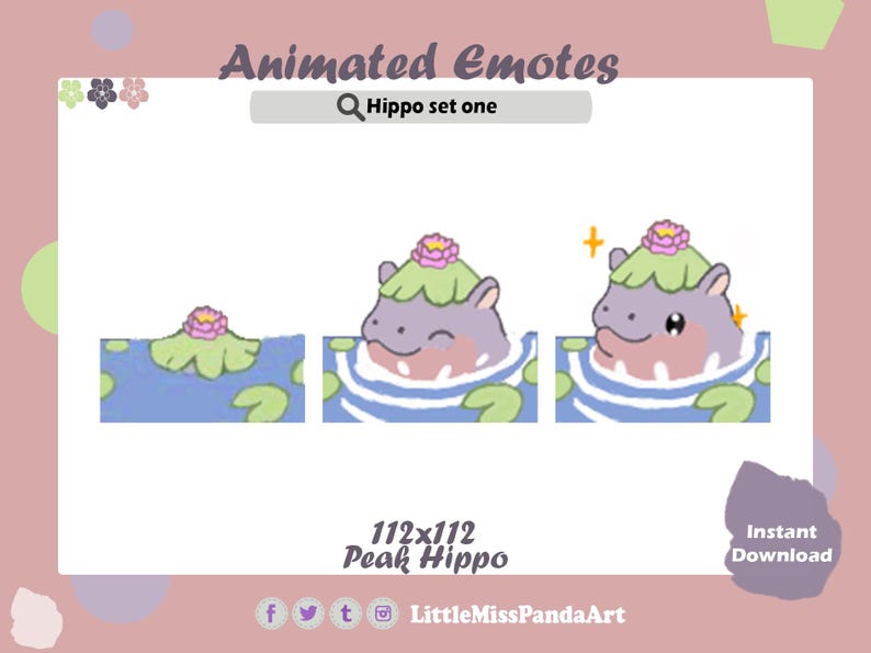 Animated Hippo Set for Twitch - Etsy