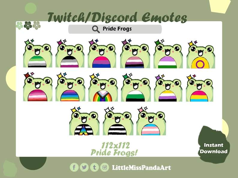 Pride Frog Emotes for Twitch and Discord - Etsy