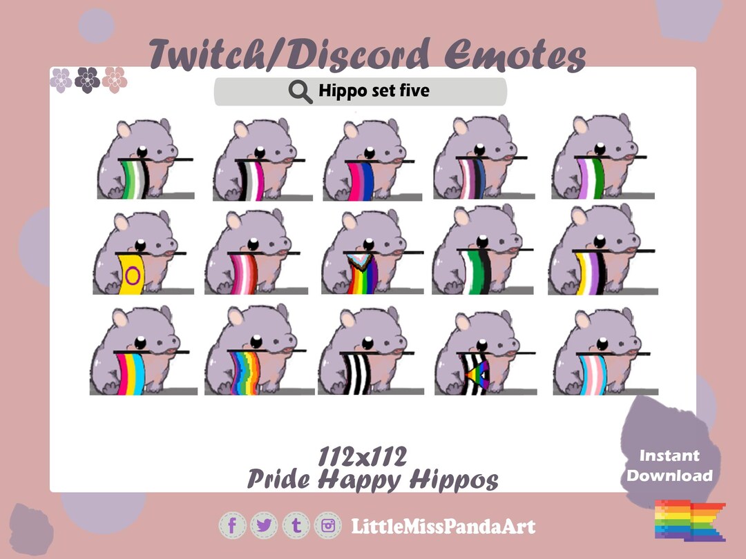 Hippo Pride Emotes! - Etsy